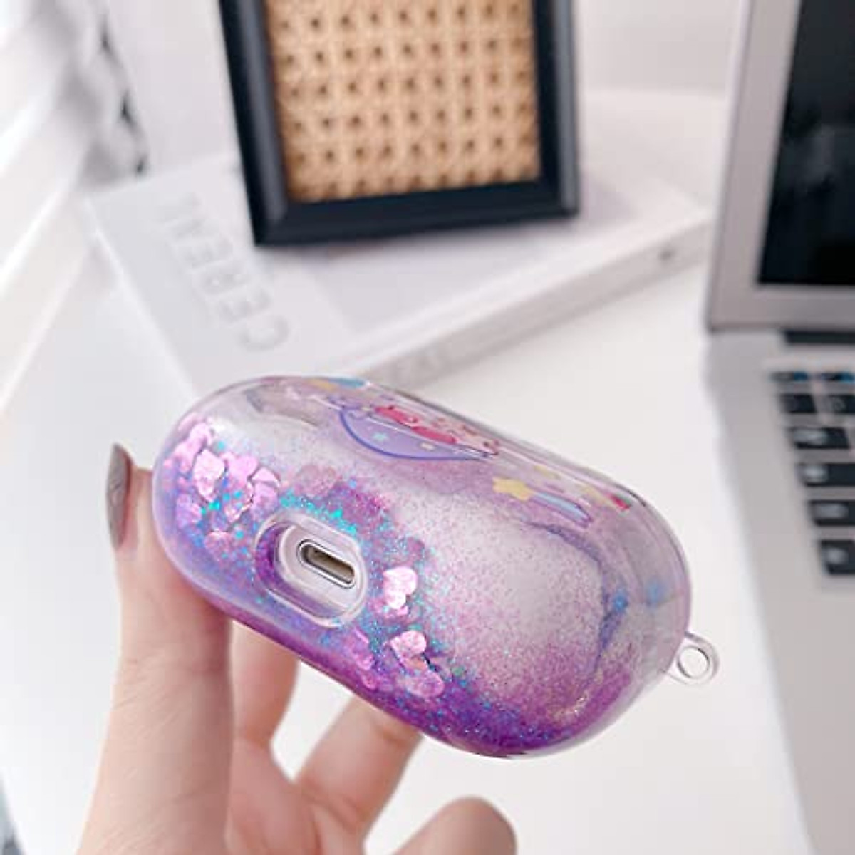 Cute AirPod 3 Case Japan Cartoon Anime Design Clear Glitter Liquid Quciksand Hard Protective Cover Compatible with Airpods 3rd Generation Case 2021 for Women and Girls