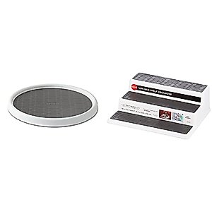 Copco Basics Non-Skid Pantry Cabinet Lazy Susan Turntable, 12-Inch, White/Gray & Non-Skid 3-Tier Spice Pantry Kitchen Cabinet Organizer, 10-Inch, White/Gray