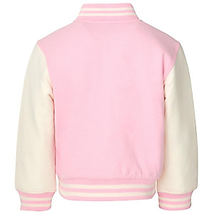 Barbie Little Girls French Terry Varsity Bomber Jacket Pink 4