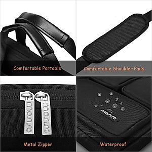 MOSISO Laptop Shoulder Messenger Bag Compatible with MacBook Air/Pro, 13-13.3 inch Notebook, Compatible with MacBook Pro 14 inch, Polyester Briefcase Sleeve with 4 Front Zipper Pockets & Belt,Black