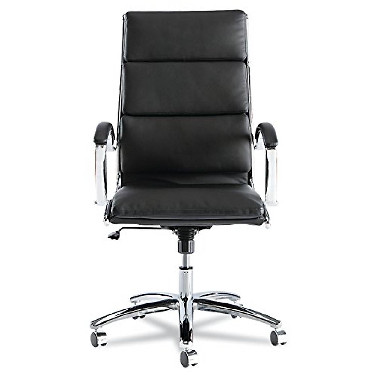 Alera ALENR4119 Neratoli Series High-Back Slim Leather Chair - Black/Chrome