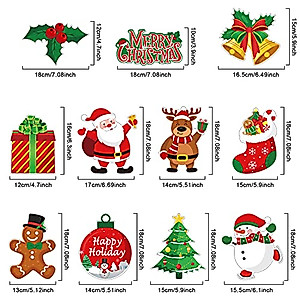 30 Pcs Christmas Hanging Foil Swirl Decorations Set Xmas Holiday Snowman Elk Sign Hanging Swirls Ceiling Decorations for Indoor Outdoor Xmas Holiday Party Supplies (Santa Bell Snowman)