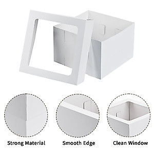 Moretoes 10pcs Cake Boxes 12x12x8 Inch White Bakery Boxes with Window Tall Dessert Cardboard Boxes for Cakes Cupcakes Pies Donuts Cookies Boxes, for Valentine's Day Mother's Day