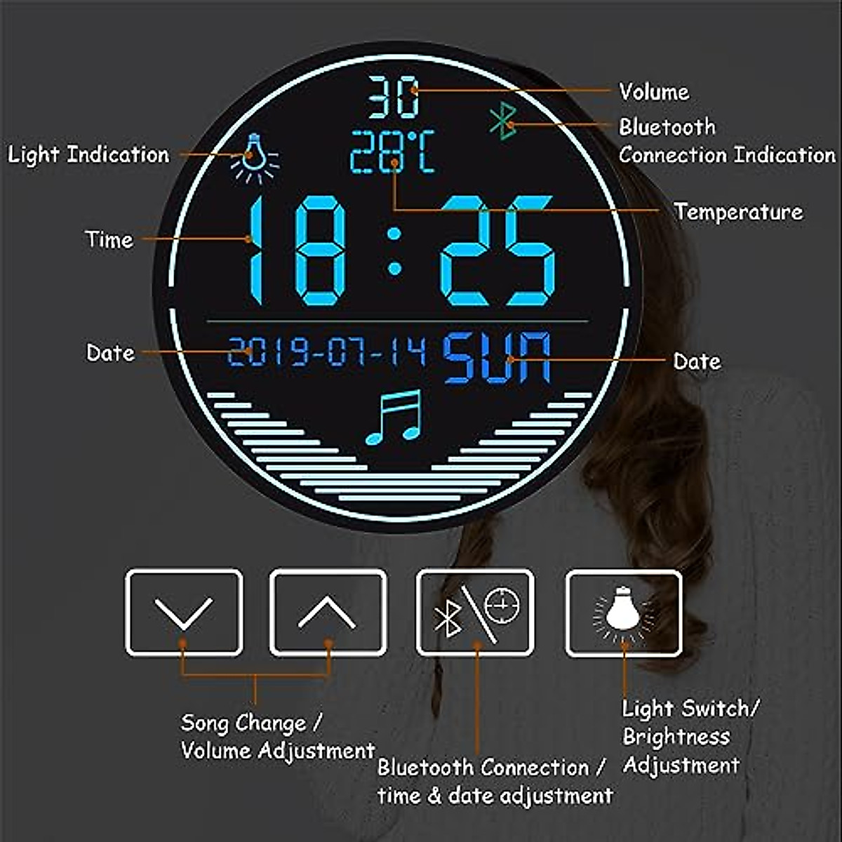 KOTEK Vanity Desk with Touch-Screen Mirror, 3 Lighting Modes, Bluetooth Speakers, Dressing Table with 4 Drawers & Cushioned Stool, Makeup Vanity Table Set for Bedroom Small Space, White