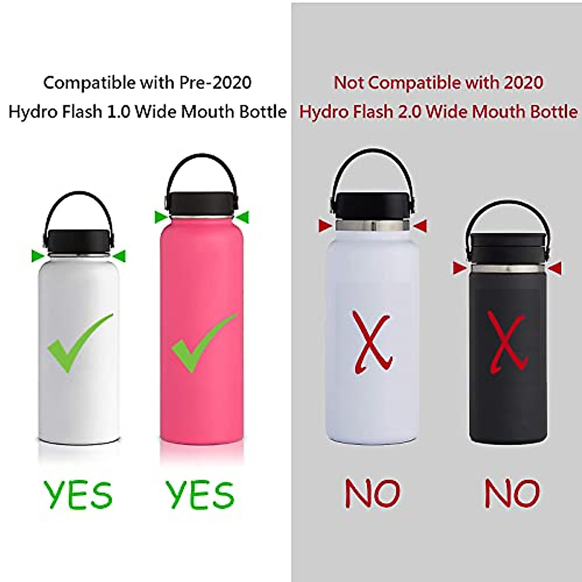 Wongeto Paracord Handle with Shoulder Strap Compatible with Hydro Flask Wide Mouth Water Bottles 12oz - 64 oz，Water Bottle Strap for Walking Biking Hiking Camping(Black 1)