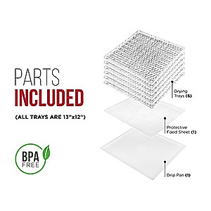 Chefman Food Dehydrator Machine, Touch Screen Electric Multi-Tier Preserver, Meat or Beef Jerky Maker, Fruit Leather, Vegetable Dryer w/ 6 Slide Out Drying Rack Trays & Transparent Door, Black