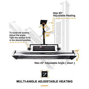 Star Patio Electric Patio Heater, Outdoor Heater with Remote and Touch Switch, 700W/800W/1500W Infrared Ceiling Heater with Black Finish, STP1520-FHC-RMLED N1