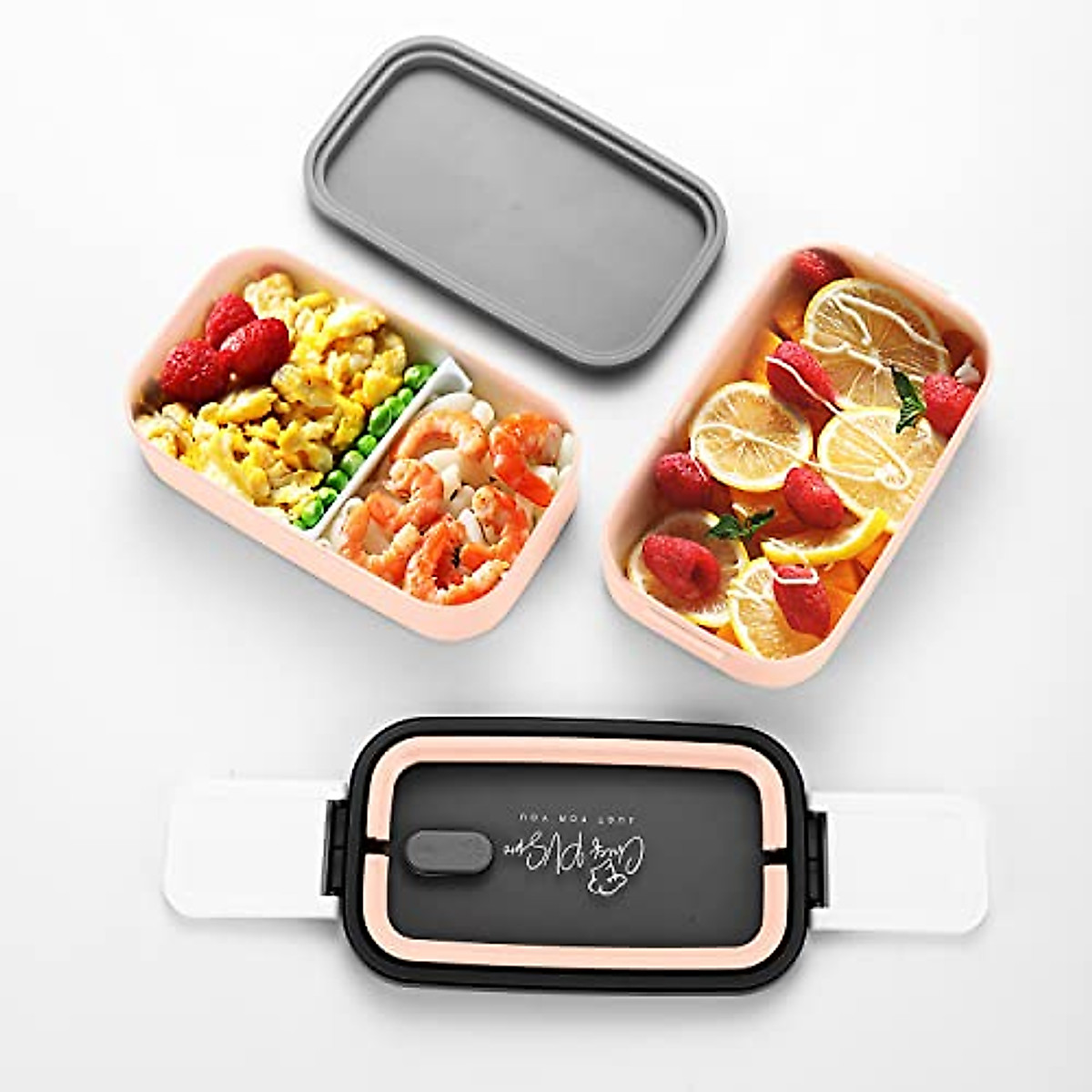 PVSpro JUST FOR YOU Bento Box Set with Insulated Tote, Mug & Cutlery Set, Stackable Bento Box for Lunch, Bento Kit Lunch Box with Handle, Large Bento Lunchbox Container, Japanese Bento (Pink)