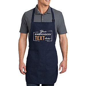 TEEAMORE Personalized Embroidered Aprons for Women Men Add Your Text Chef Kitchen Grill Custom Apron