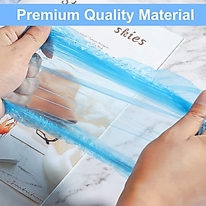 100+10 Shower Caps Disposable, Waterproof Plastic Bath Caps, Elastic Hair Processing Caps for Women Man Kids Girls, Hotel, Home Use (Blue)