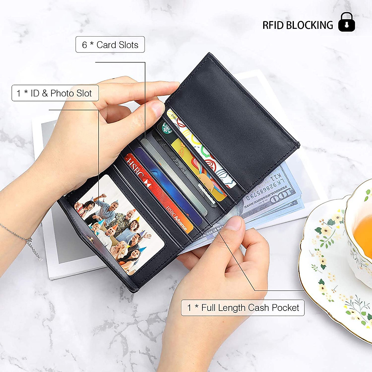 Rose Lake Women Wallet (5 Pack) Bifold Pocket Change Purse RFID Blocking Pouch with Snaps Closure Gifts for Girls (Mult Color-5 Pcs)