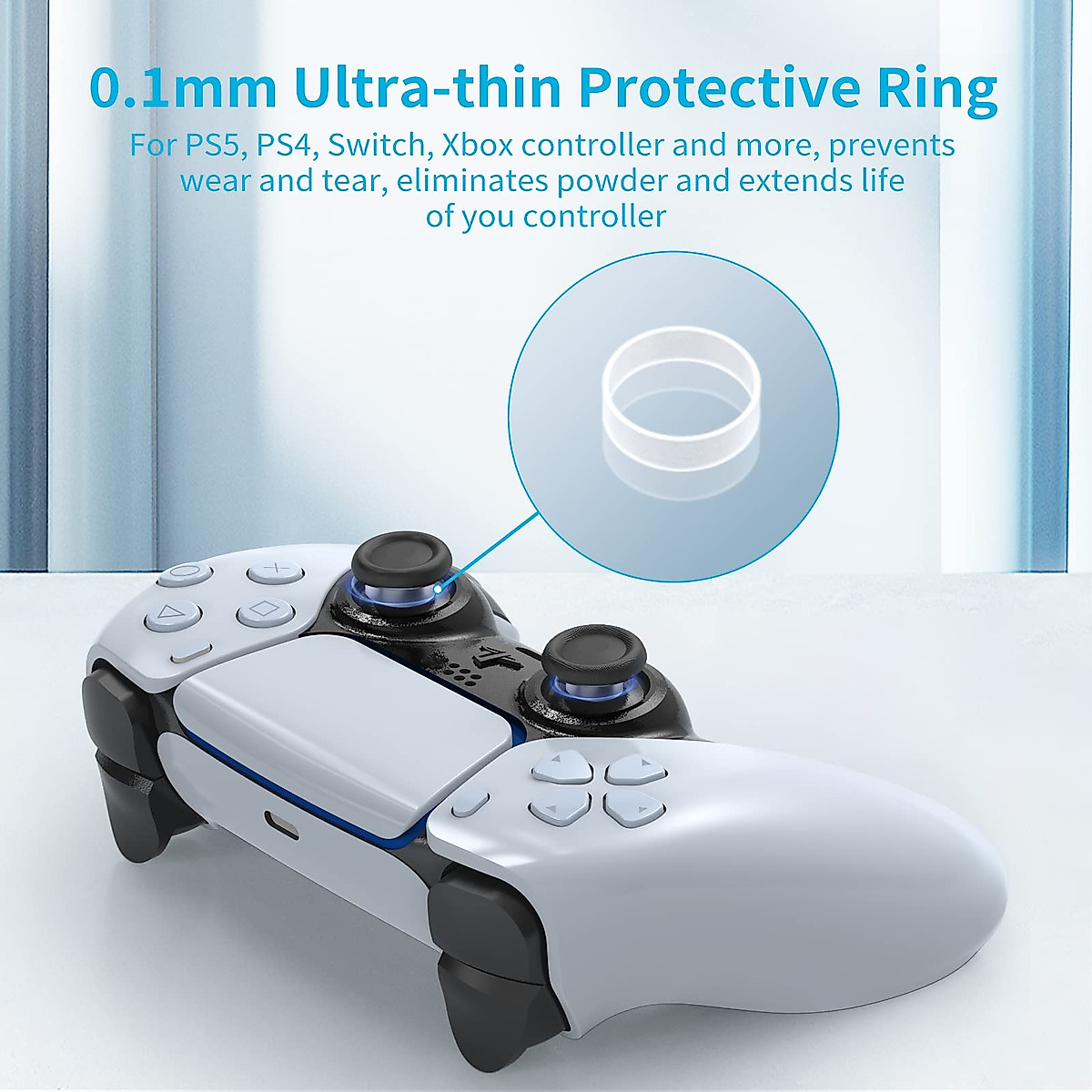 Joysticks Replacement for PS5 Controller, AOLION 3D Joystick Module Parts, 55 PCS Controller parts with 8 Potentiometer, 2 Joystick, Thumbstick, 10 Protective Ring and More black