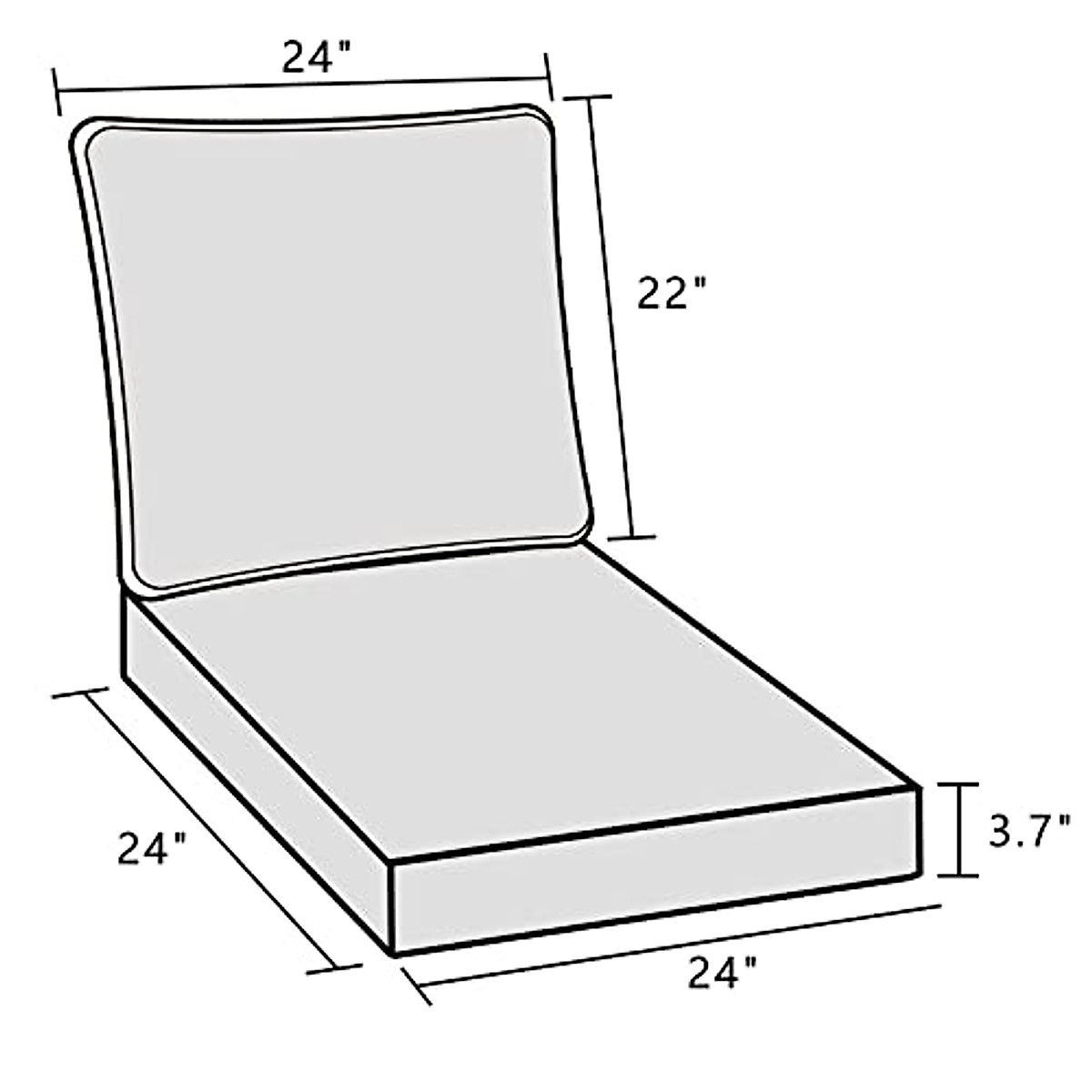 INFBLUE Deep Seat Cushions, 24x24 Outdoor Cushions, Patio Furniture Cushions, Deep Seat & Back Cushion Patio Cushions with Rmoveable Cover for Backyard Couch Sofa Fade Resistant (Black)