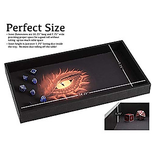 Forged Dice Co. Dice Tray 14" - Reversible Dice Rolling Mat - Compatible with Board Games and Tabletop RPGs Like Dungeons and Dragons Pathfinder Roleplaying Games - Red Dragon Eye