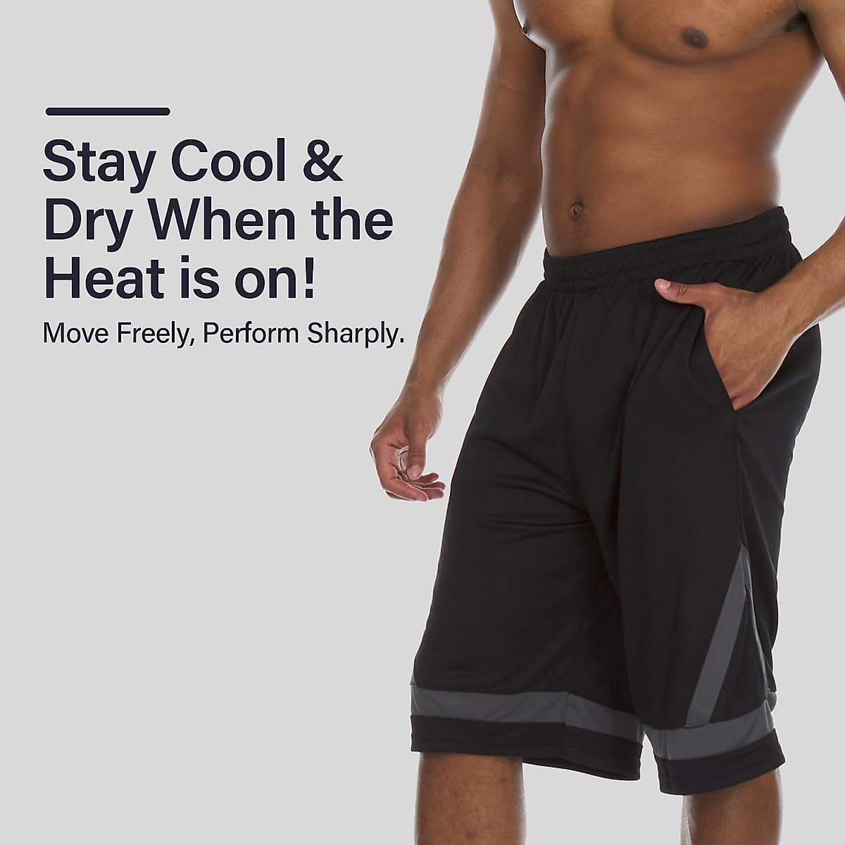 4 Pack: Men's Dry-Fit Sweat Resistant Active Athletic Performance Shorts
