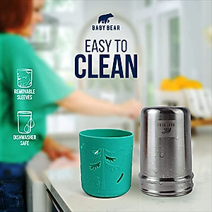 Baby Bear Products Kids Cups - Set of 4, 250ml Stainless Steel Mason Jar with Silicone Sleeves and Straws with Stoppers | Smoothie Cups | Spill Proof Toddler Sippy Cups