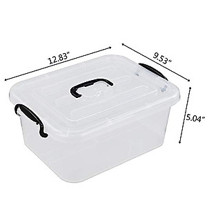 Readsky 8 Quart Lidded Storage Bins Plastic Storage Containers, Clear and Black, 2 Packs