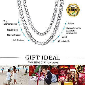 LEWECEEO Padlock Necklace Stainless Steel Lover Heart Lock Collar Choker for Men Women Silver 16-20 inch