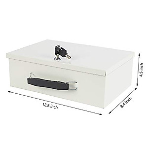 KYODOLED Fireproof Document Box with Key Lock,Safe Storage Box for Valuables,Fire Resistance Security Chest,Fireproof Box for Documents,Passport,Cash,Tablet 12.8'' x 8.4'' x 4.5'' Beige