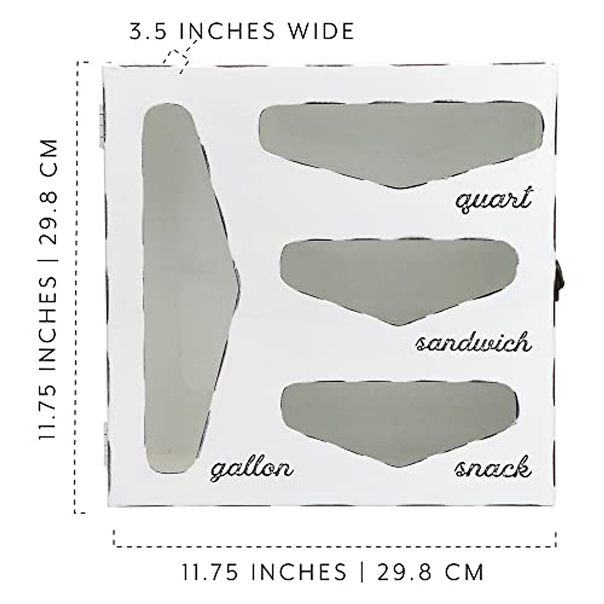 AuldHome Enamelware Kitchen Bag Organizer (White), Farmhouse Style Holder Compatible with Zipper Seal Kitchen Storage