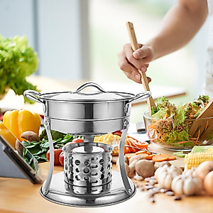 Hemoton Single Fire Stove Pan with Stove Divided Hot Pot Kitchen Hotpot with Stove Double Handle Hot Pot Kitchen Hot Pot Single Hot Pot Pan Chinese Style Hot Pot Kitchen Pot