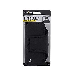 Nite Ize Fits All Phone Holster - Vertical or Horizontal Protective, Clippable Cell Phone Holder for Your Belt Or Waistband - Horizontal - Extra Large - Black