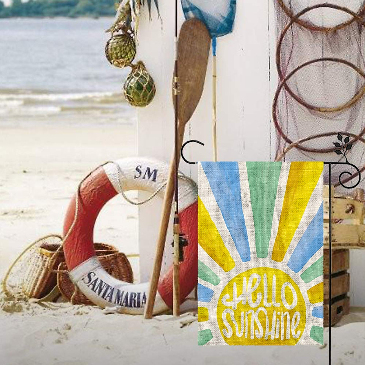 CROWNED BEAUTY Hello Sunshine Summer Garden Flag 12×18 Inch Double Sided Vertical Yard Outdoor Decoration CF149-12