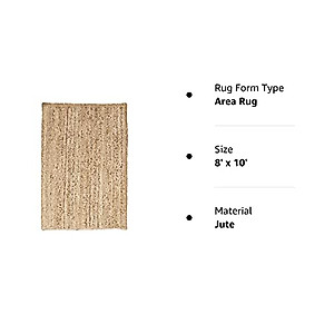 Superior Hand Woven Natural Fiber Reversible High Traffic Resistant Braided Jute Area Rug, 8' x 10'