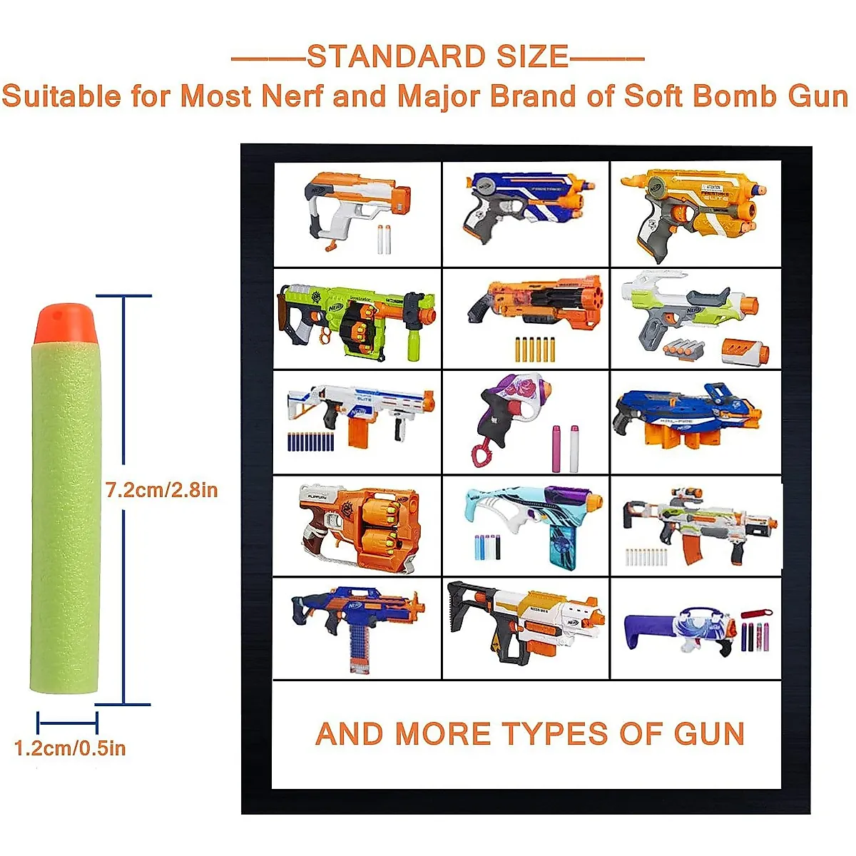 AMOSTING Refill Darts 100PCS Bullet for Nerf N-Strike Elite 2.0 Zombie Strike Rebelle - Green with Storage Bag