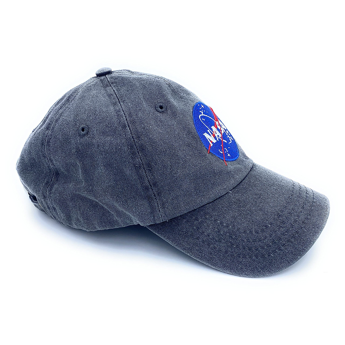 Aeisage NASA Hat Black Mens Cap Dad Hat NASA Baseball Hat for Women Washed Cotton Caps, Medium