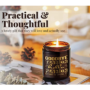 Funny Retirement Gifts for Women and Men, Happy Retirement Gifts for Friends, Coworker on Retirement Day, 7oz Soy Wax Lavender Scented Candle - Goodbye