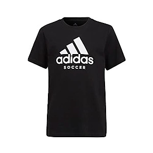 adidas Boys' Soccer Logo Tee, Black, X-Large