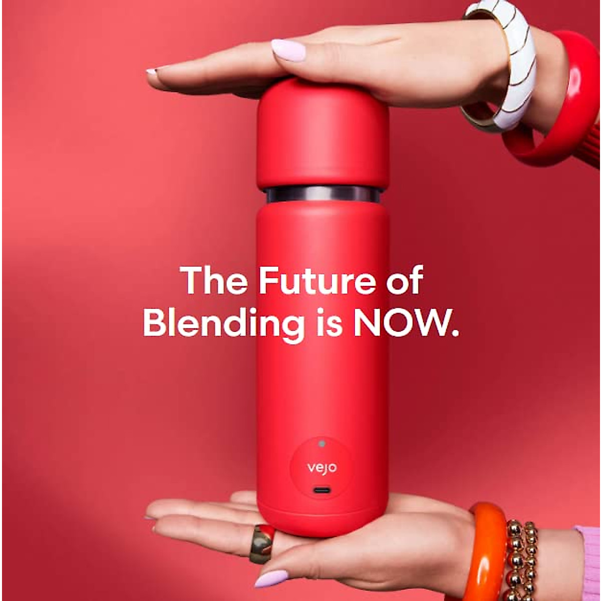 Vejo Personal Blender Powder-Powered Blending System | No Shaking | No Clumps | No Prep | Easy One-Button Design | USB Rechargeable Blender | Neon Pink