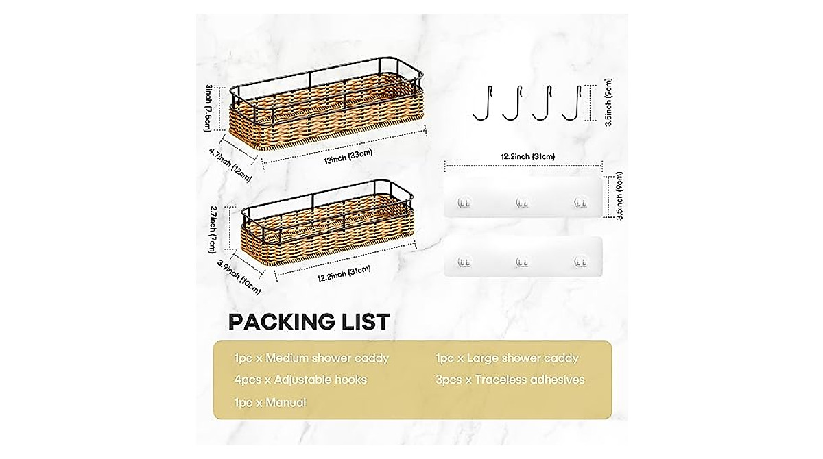 Gusio Shower Caddy Bathroom Organizer and Storage, Hand-made Woven ...
