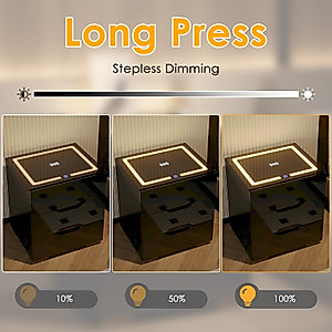 Nosepen Nightstand with Wireless Charging Station & 2 USB, LED Smart Night Stand Bedside Table End Table with 3 Drawers, 3 Color Dimmable, Adjustable Brightness Embedded LED Light Strip for Bedroom