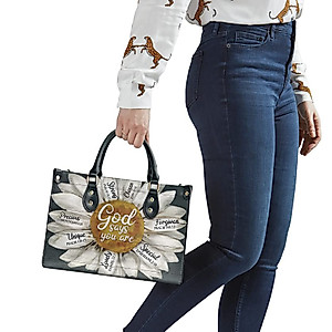 64HYDRO Christian Gifts, Daisy God Says Faith Purses for Women, Shoulder Bag, Handbags for Women, Valentines Day Gifts for Her, Gifts for Sisters, Daughter, Mom, Friends - Travel Work Leather Bag