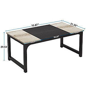 LITTLE TREE 70.8 Inch X-Large Executive Computer Office Desk, Grey+Black