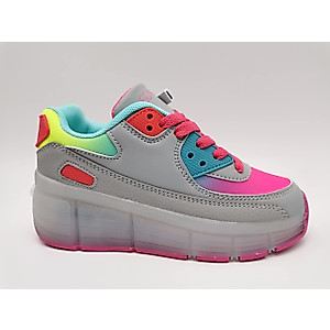 SDSPEED 7 Colors LED Rechargeable Kids Roller Skate Shoes with Single Wheel Shoes Sport Sneaker