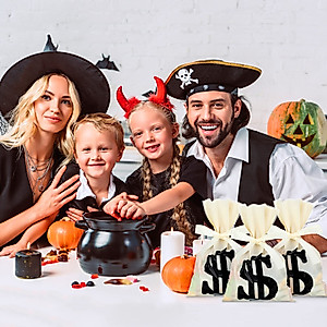 Tinlade 60 Pieces 6 x 9 Inch Money Treat Bags Sign Party Favor Candy Bag Loot Bags for Party Sign Sacks with 25 Yards Ribbon for Party Favor Theme Supplies