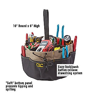 CLC Custom LeatherCraft 1148 Drawstring Bucket Bag, 18 Pocket , Black