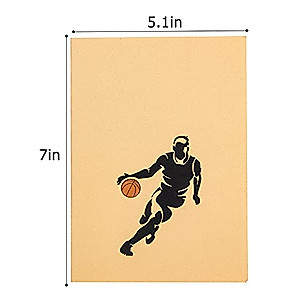 Basketball Pop Up Card, Blank Handmade 3D Sports Greeting with Envelope for Happy Birthday, Father's Day, Anniversary, Valentine's for Him Boy Men Dad Husband Boyfriend Brother Son Nephew Kid Friend