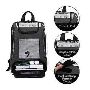CURMIO Travel Carrying Bag for Portable Oxygen Concentrators, Universal POC Backpack with Mesh Panels for Breathability, Compatible for Inogen, Oxygo, Caire Units, for on-The-go, Black, Bag Only