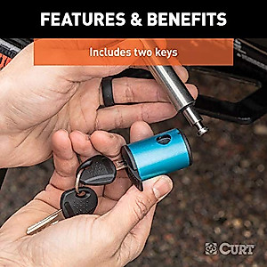 CURT 23502 Right-Angle Stainless Steel Trailer Hitch Lock, 5/8-Inch Pin Diameter, Fits 2-Inch Receiver