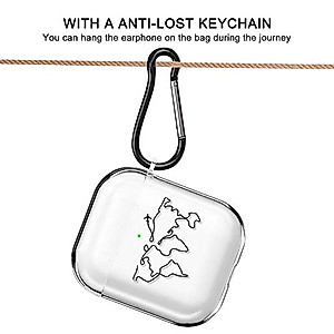 Eouine for AirPods 1/2 Case, AirPods Case Transparent Clear with Pattern Slim Shockproof Soft TPU Silicone with Keychain Running Bumper Skin for Apple Airpods Charging Case 1/2, Map 1