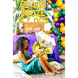 41 PCS Beads Booze & I Dos Balloons Sign Mardi Gras Party Decorations Mardi Gras Balloons New Orleans Bridal Shower Decorations Bachelorette Party Decorations