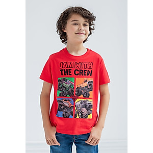 Monster Jam Little Boys 3 Pack Graphic T-Shirts Kids Black/Red/Grey 7