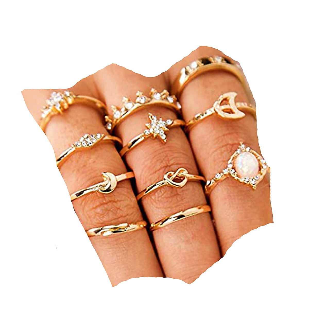 BERYUAN Women Rings Set Knuckle Rings Gold Stacking Rings for Teen Girls Rings Size 4 5 6 7 8（13pcs）