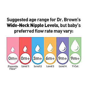 Dr. Brown's Original Wide-Neck Nipple, Level 3, Clear, 6 Count