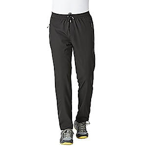 Rdruko Men's Casual Pants Lightweight Breathable Quick Dry Hiking Running Active Sports Trousers(Black, US L)