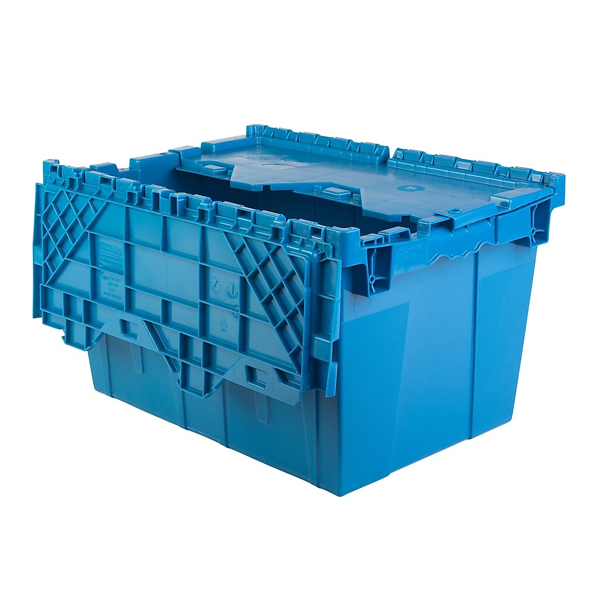 Hudson Exchange 21.9 x 15.2 x 12.8” (3 Pack) Storage Tote Distribution Container with Hinged Attached Lid, Blue